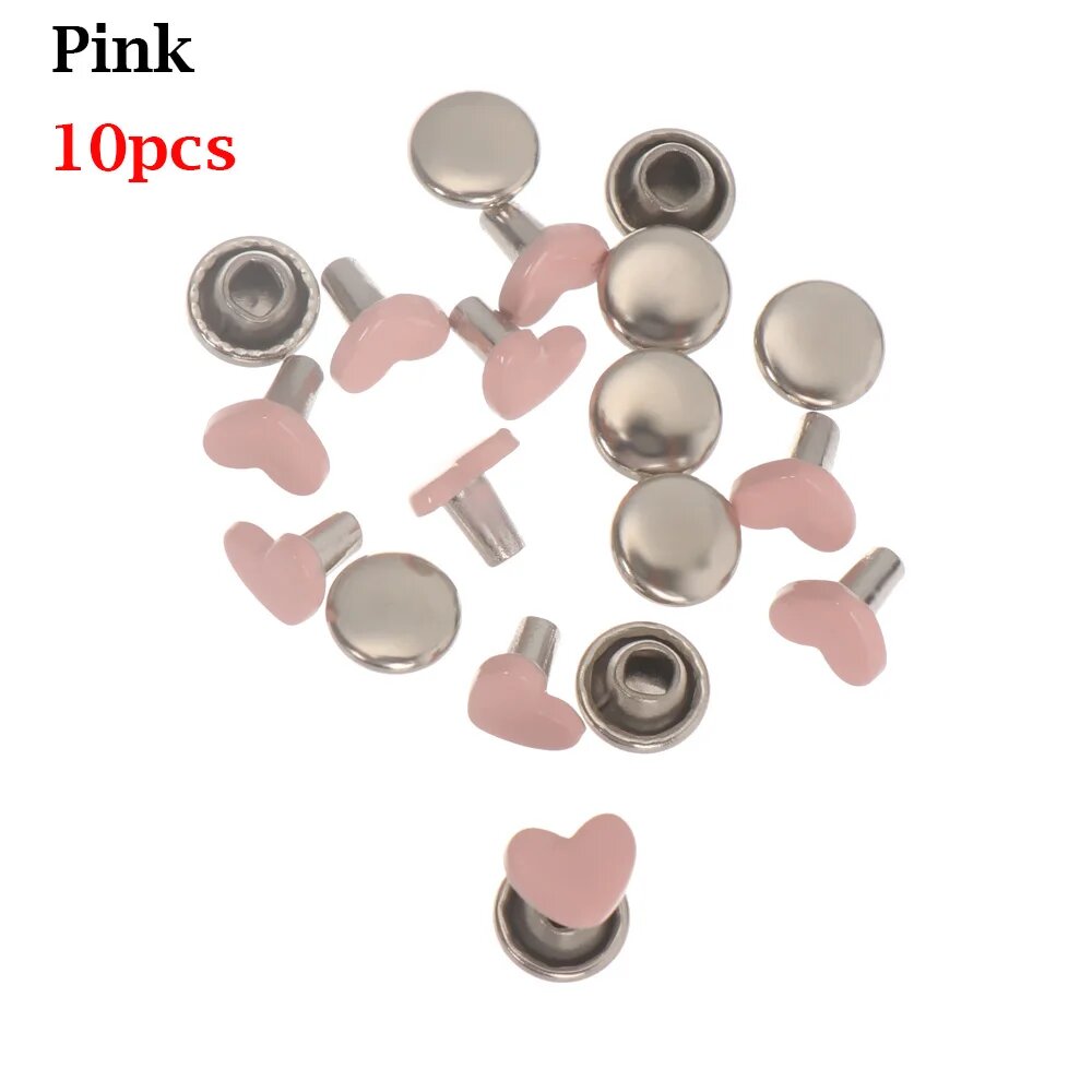 Металлические мини-заклепки в форме сердца 6 мм Розовый, Pink