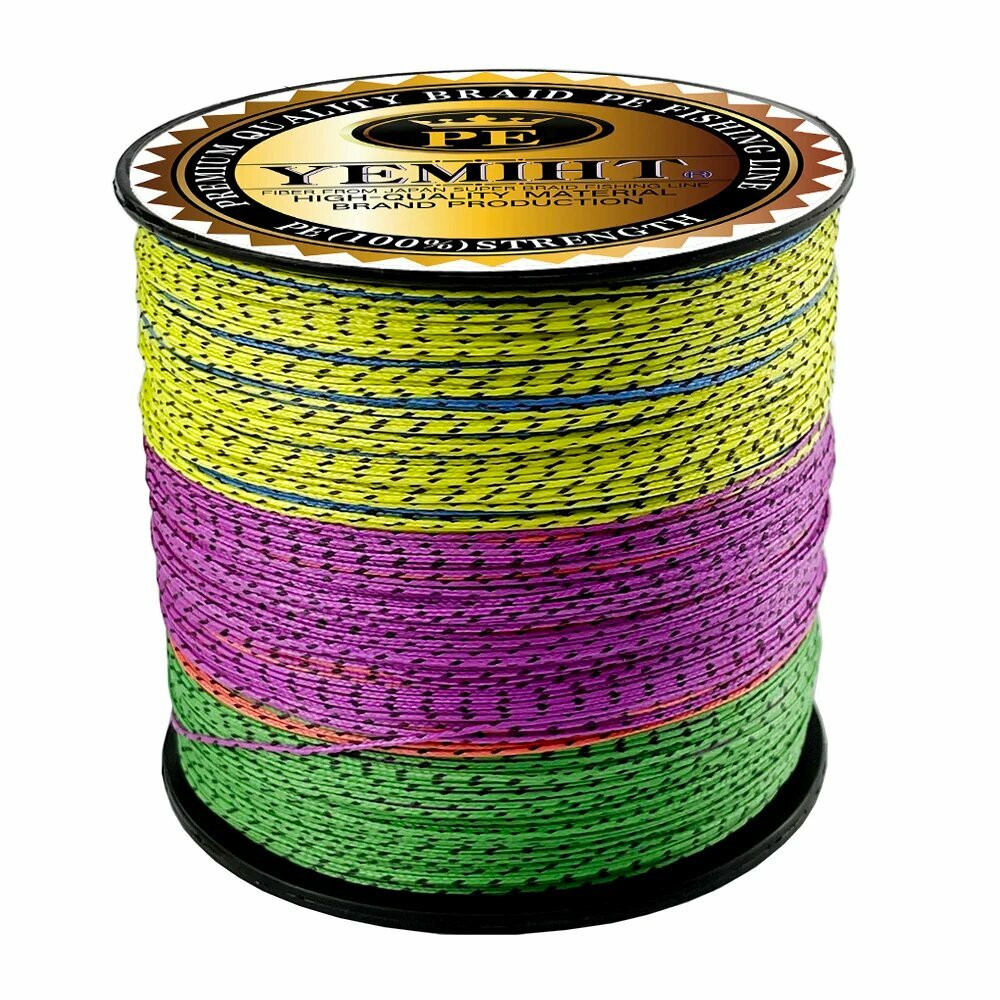 YEMIHT 4-прядная плетёная леска для рыбалки чёрная 300м 10-80lb