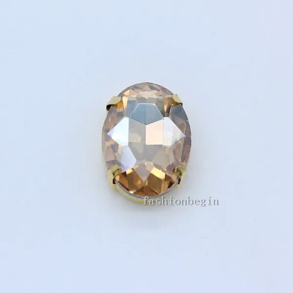 Всеразмерные овальные 24-цветные стеклянные камни с плоской задней частью, пришитые хрустальные стразы, драгоценности, 4 отверстия, бусины, золотая пряжка с когтями для свадебного платья