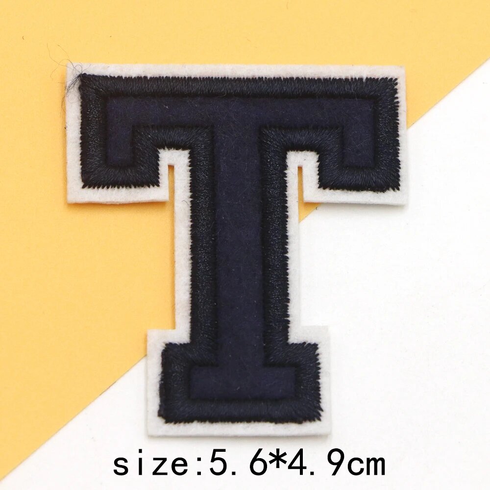 Железная вышитая нашивка с буквами А-Я 0-9 Черный, T