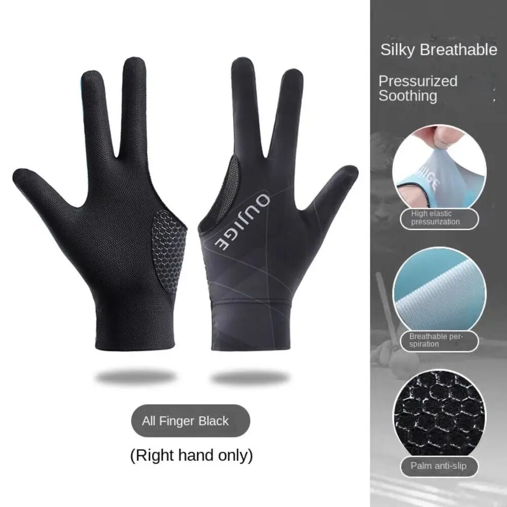 Бильярдные перчатки Spаndex Черный, Right finger-Black