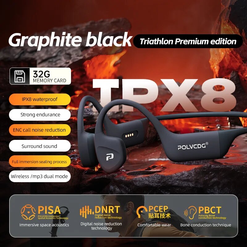 Наушники POLVCDG TPX8 Graphite Black 32GB, IPX8