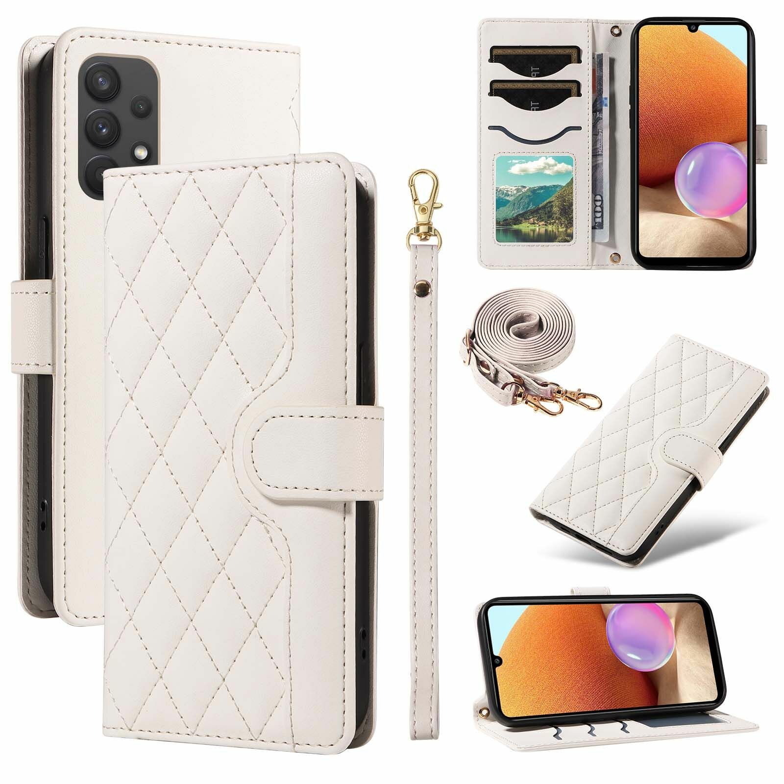 YIKATU Кожаный Чехол Для Samsung Galaxy A32 4G (A325)/ Самсунг Галакси А32 (А325) С визитницей из экокожи, модный, против падения, подарочный, элитный, книжка