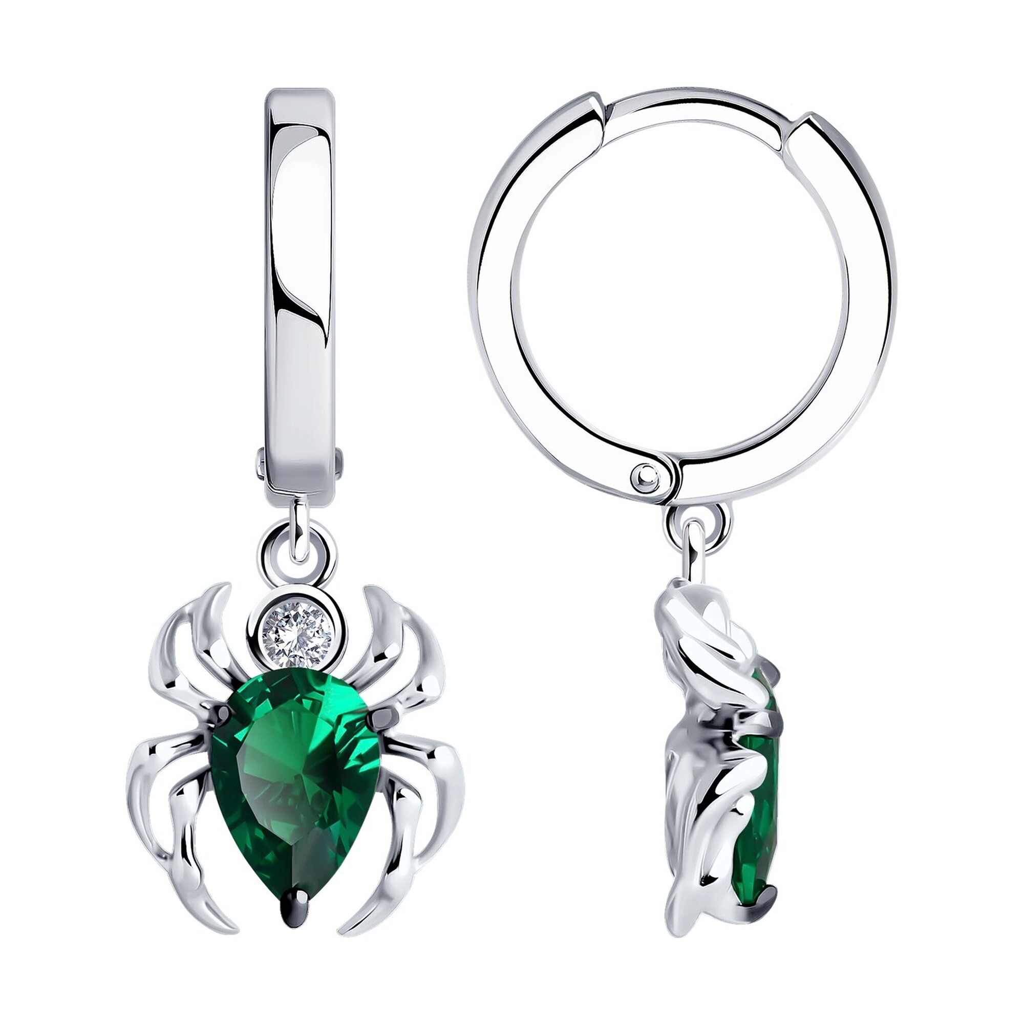 Серьги, серебро, 925 проба, родирование, фианит