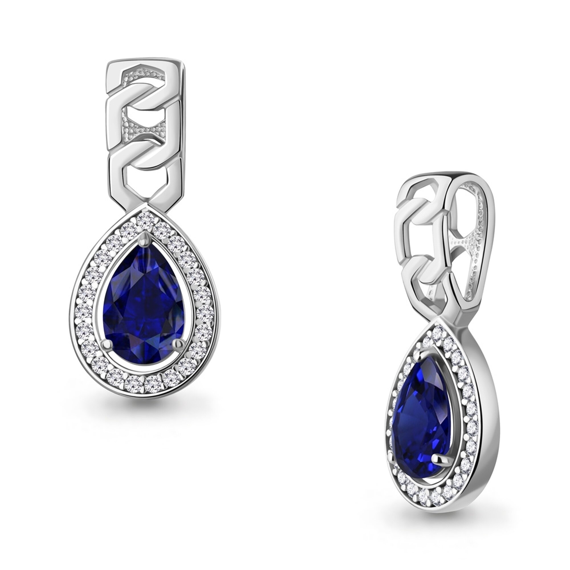 Подвеска, серебро, 925 проба, родирование, фианит, сапфир синтетический