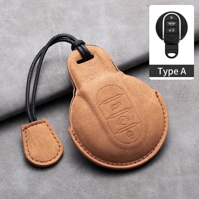 Кожаный брелок для ключей BMW MINI Cooper, F-brown ring