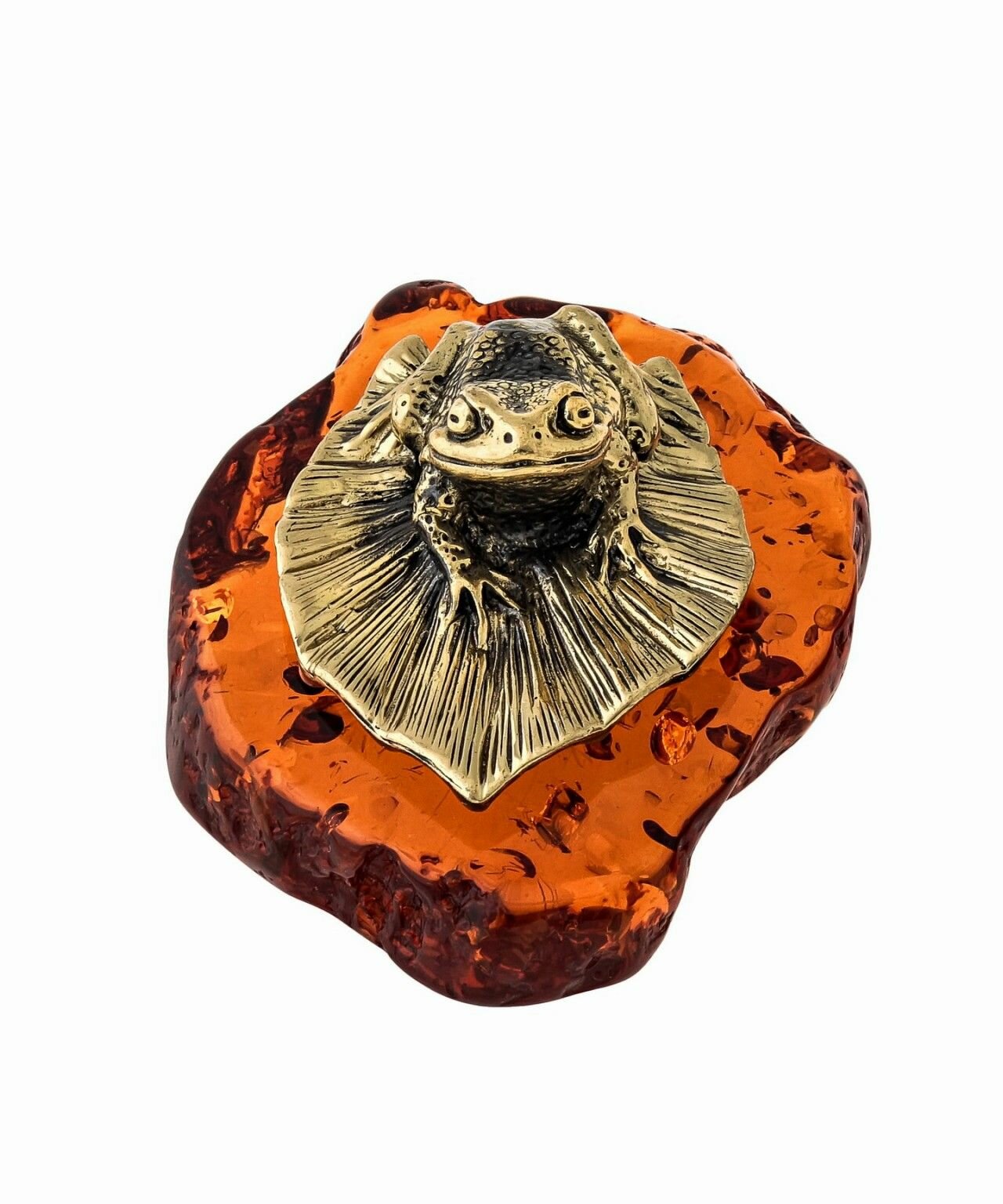 Лягушка на листике, коньячная 1432