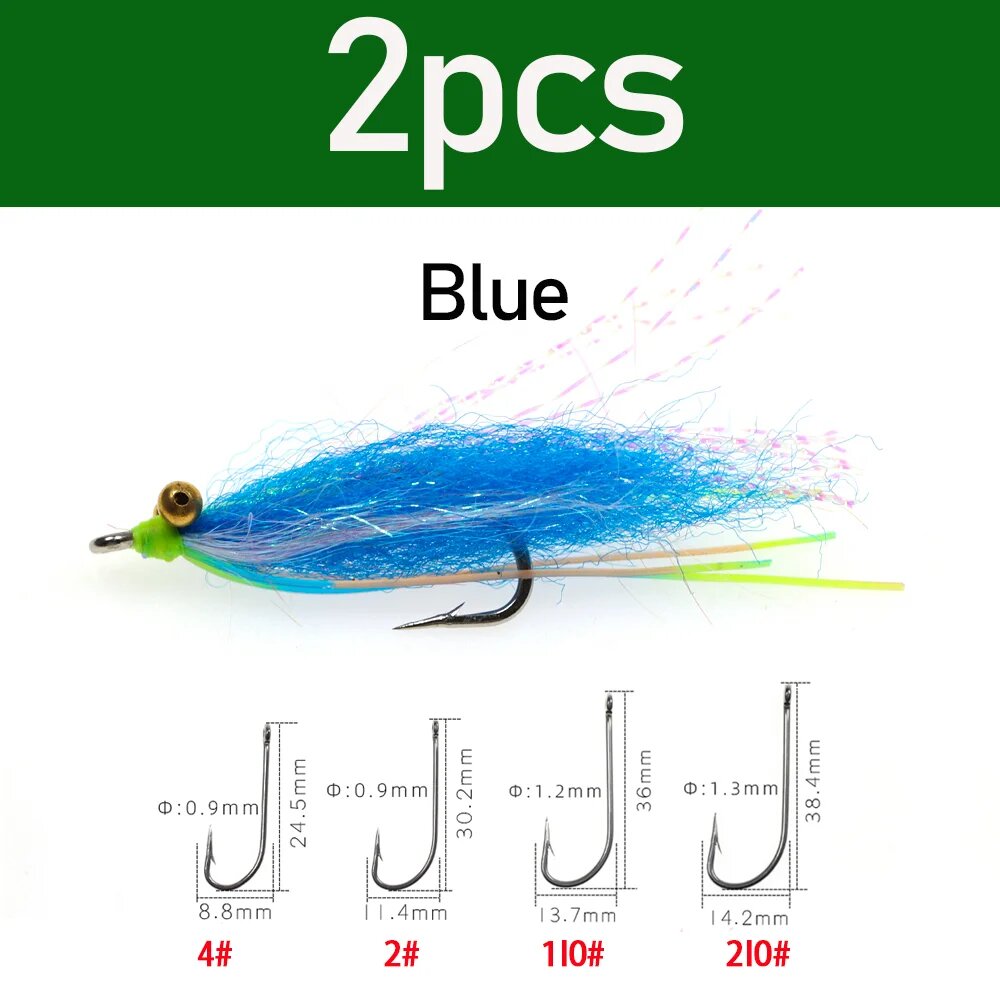 LIONRIVER Crazy Charlie Fly мушка для рыбалки Синий, Size 2l0, 2pcs Blue