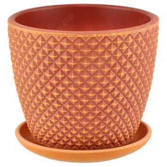 Горшок с поддоном «Сады Аурики» бутон грань терракот №3, диаметр 17 см
