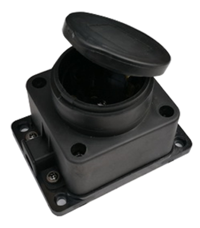 Розетка силовая штепсельная IN HOME / Ин Хоум, 16А 230В IP44, черная, с заземляющими контактами и заглушкой, 4690612010250