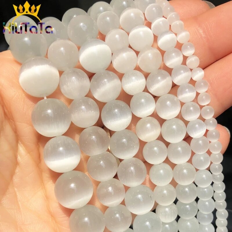 Белые камешки «кошачий глаз» бусины Xilitata