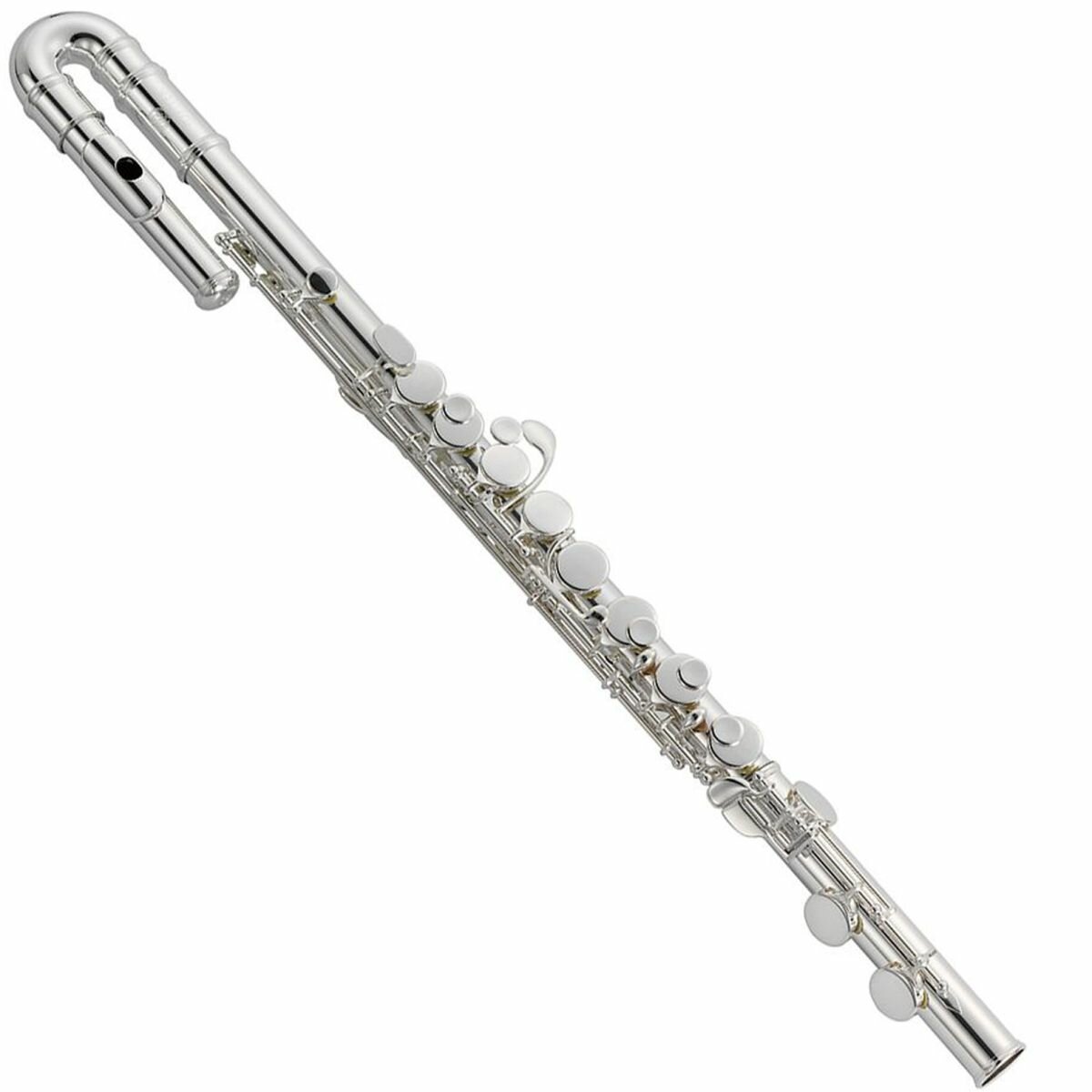 Jupiter JAF1100XE Флейта альт G, закрытые клапаны не в линию, E - механика, прямая и изогнутая головки - серебро, материал корпуса и нижнего колена - посеребренный нейзильбер, пружинки - нержавеющая сталь, подушки - двойная кожа, посеребренная, клапаны и