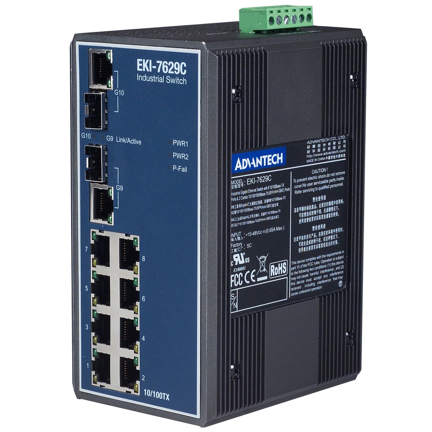 Коммутатор Advantech EKI-7659C 8х10/100Base-TX RJ-45 2х10/100/1000Base-TX/SFP