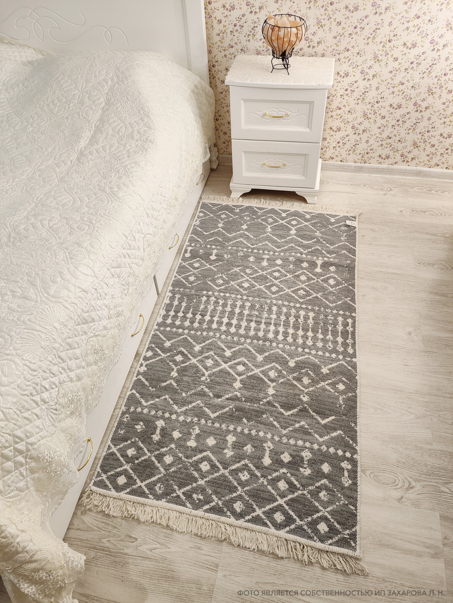 Ковер 80x150 см натуральный хлопок, двусторонний, прикроватный безворсовый