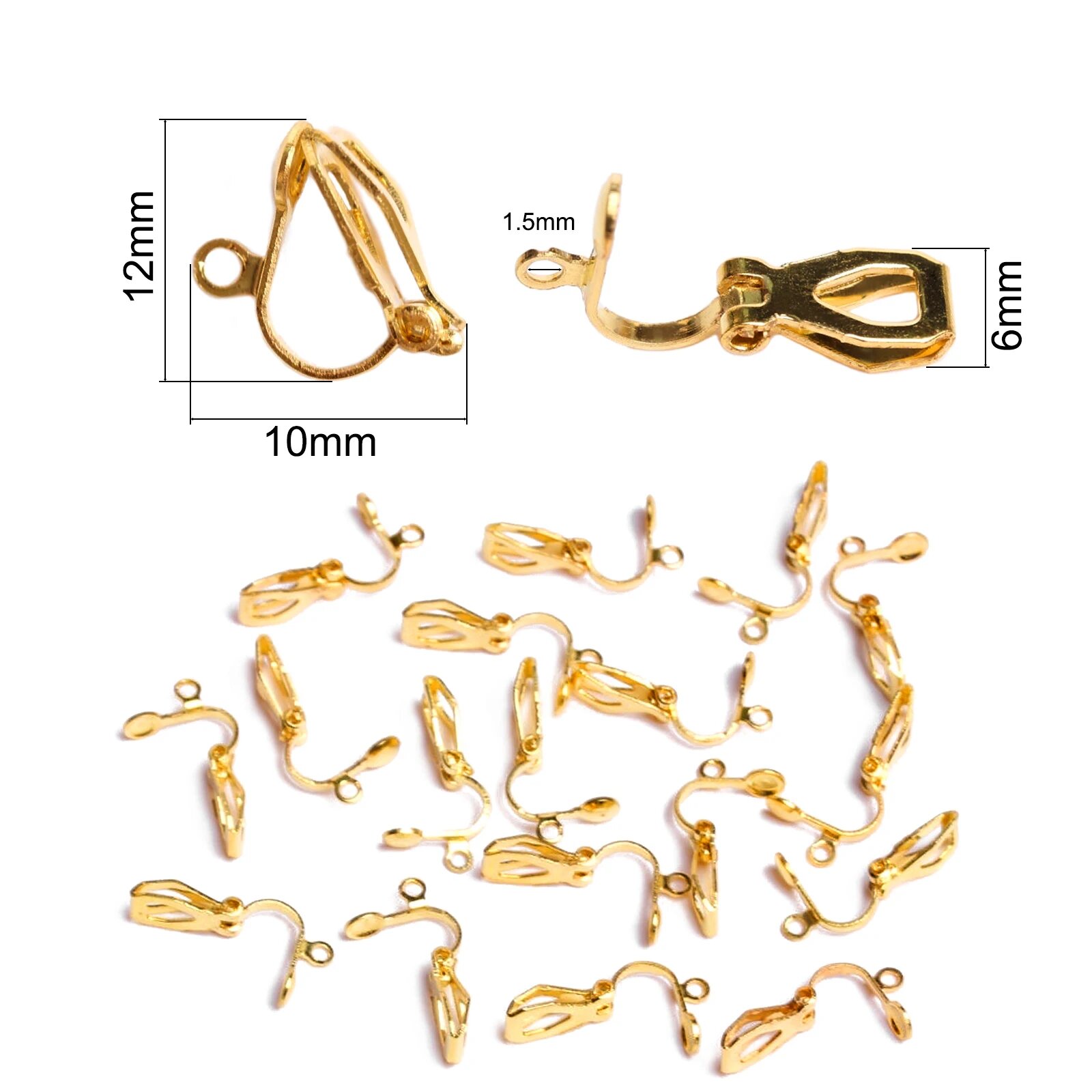 20 шт. 10*12 мм клипсы для сережек, зажим для ушей, серьги ручной работы «сделай сам», фурнитура, ювелирные детали, оптовая продажа