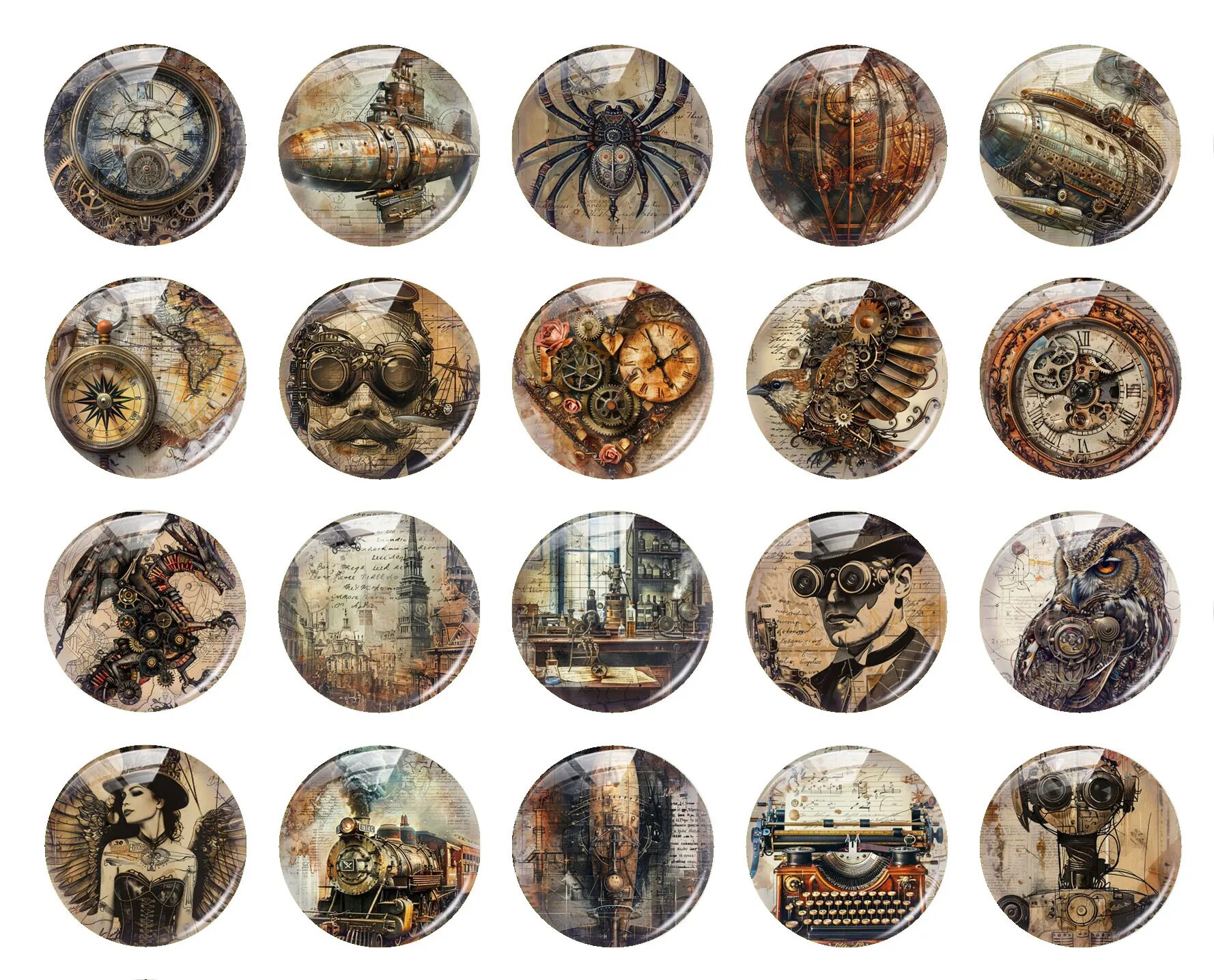 Fezrgea стеклянные кабошоны Хэллоуин стимпанк пауки и совы 25mm--10pcs, ramdom mix--pieces