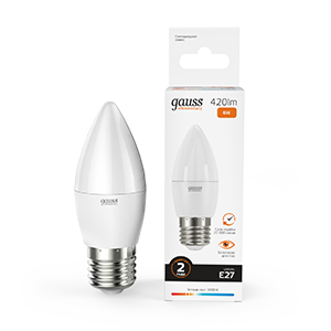 Лампа Gauss Elementary форма Свеча 6W 420lm 3000K Е27 LED 220V