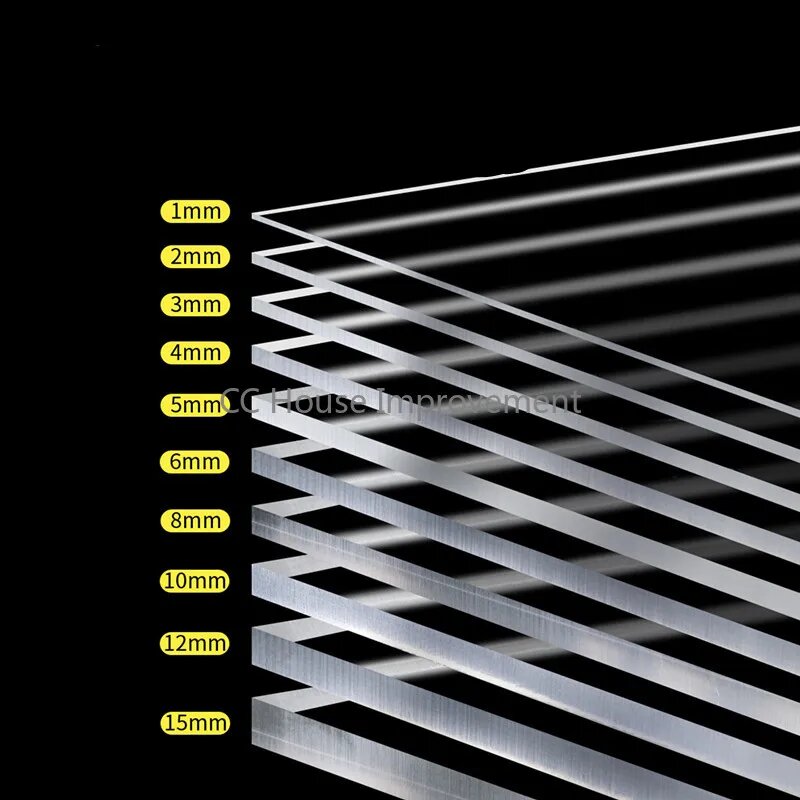 Прозрачный акриловый лист Plexiglas 1/2/3 мм 50x100mm, 1mm