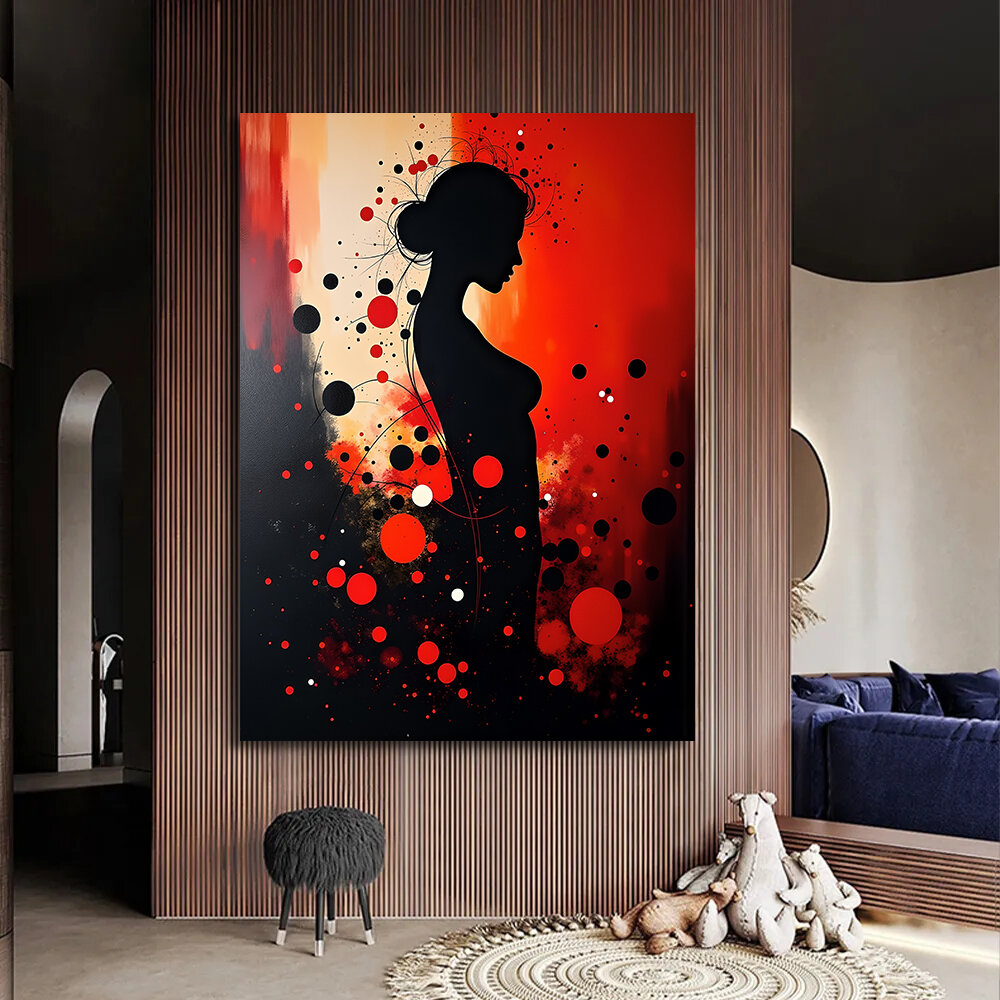 ПОП АРТ / силуэт девушки, яркая картина на стену / в гостинную, 40х60 см.