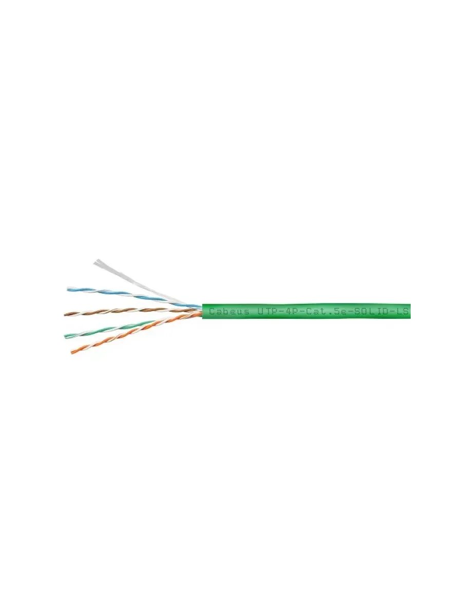 Кабель витая пара U/UTP 5e кат. 4 пары Cabeus UTP-4P-Cat.5e-SOLID-LSZH-GN
