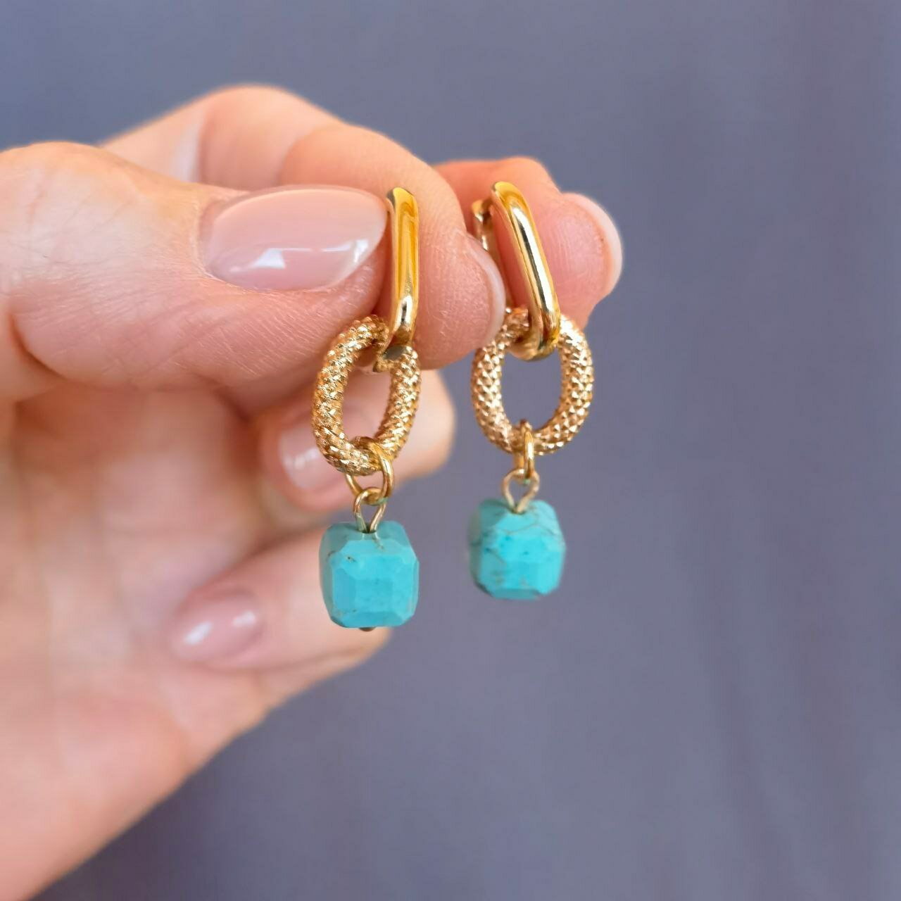 Серьги конго, бирюза