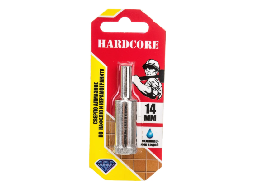 Сверло-коронка алмазное по кафелю и керамогр. 14мм "Hardcore" (50/400) 152014
