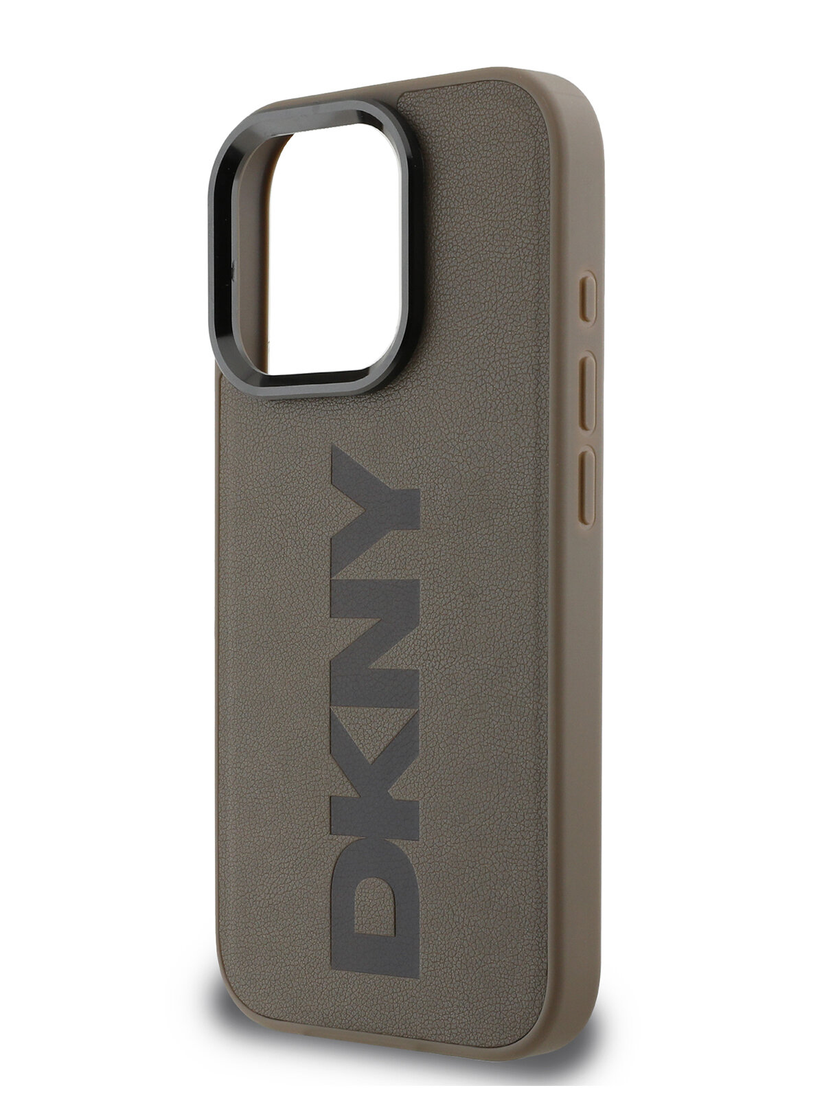 DKNY для iPhone 16 Pro Max чехол PU Plain leather Logo imprint Hard Brown (MagSafe)