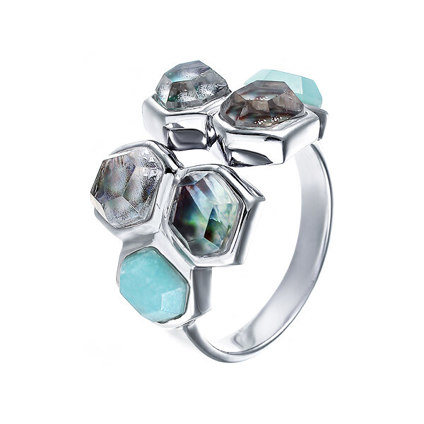 Кольцо, серебро, 925 проба, амазонит