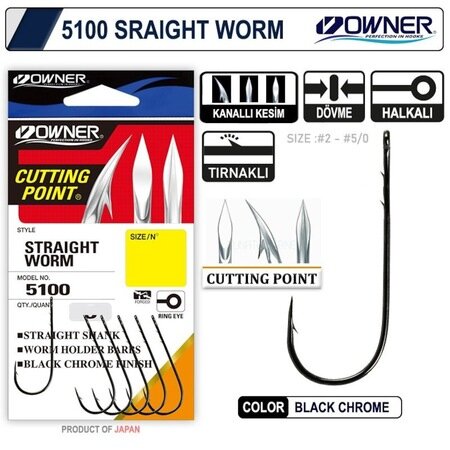 OWNER Крючок Straight Shank BC № 1 6шт 5100-101-5уп-30шт-крючков