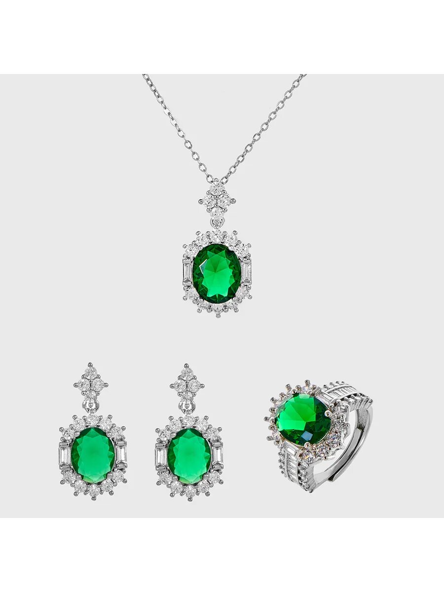 Комплект бижутерии be self true, изумруд синтетический