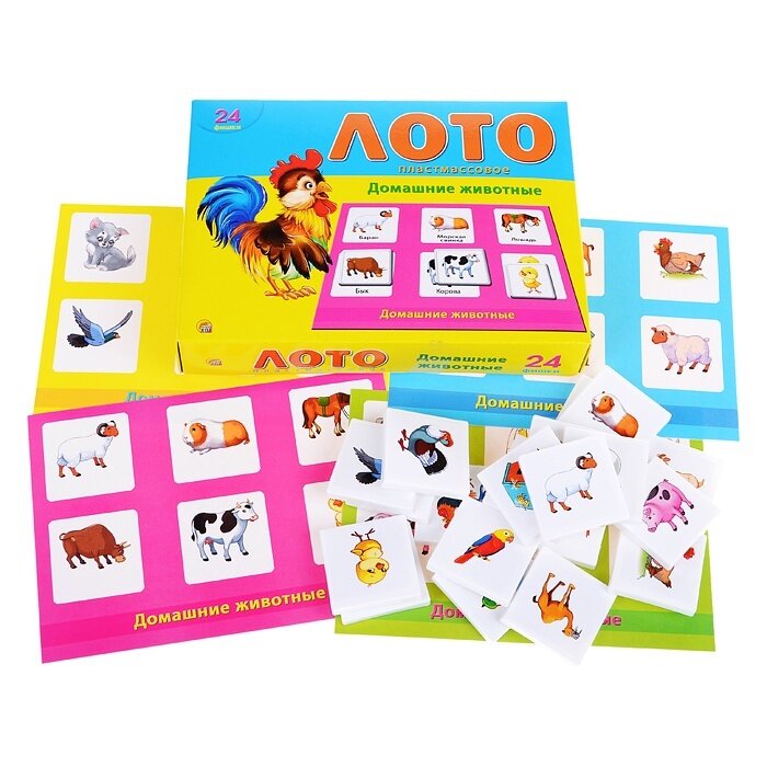 Лото Рыжий кот 24 фишки "Домашние животные" (ИН-6008)