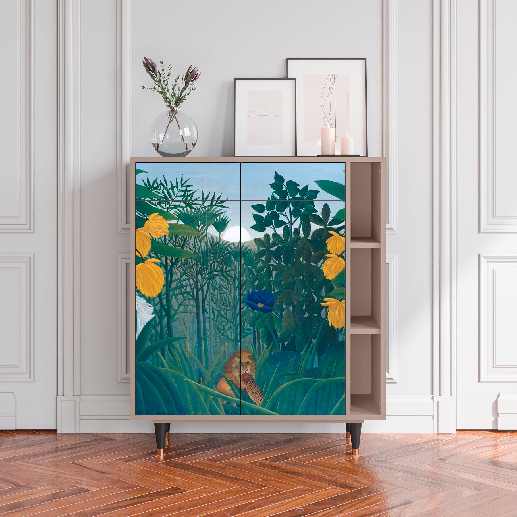 Комод - STORYZ - BS6 The Repast of the Lion by Henri Rousseau, Размер - 94 x 110 x 41 см, Цвет корпуса - , Бежевый