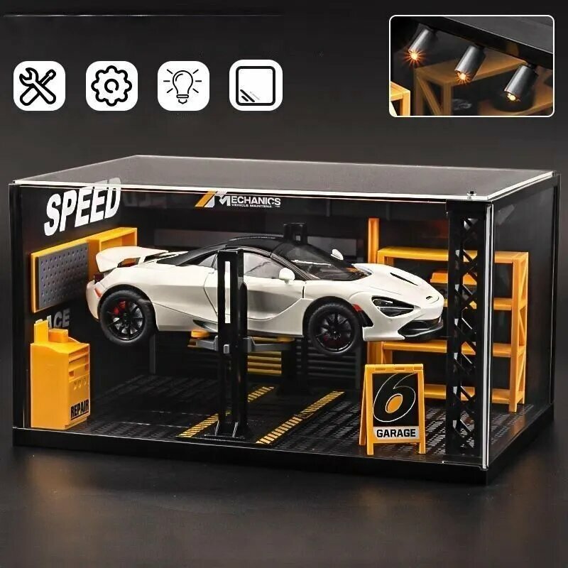 Автосервис, Паркинг для металлических машинок в масштабе 1:24, Автомобильная парковка для детей, Оранжевый, черный, Оранжевый, черный,1v1689600675