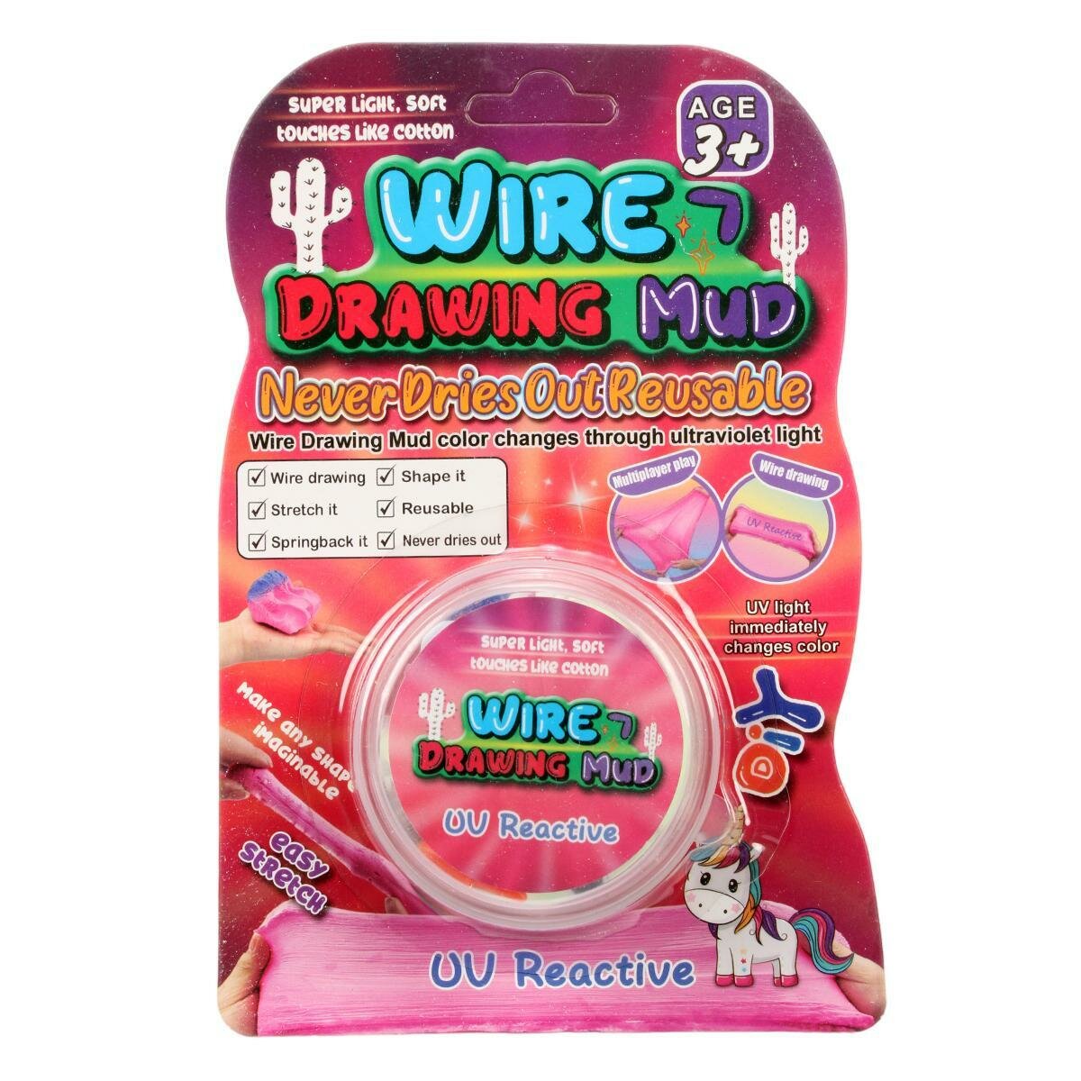 Лизун тянучка меняет цвет от света, фонарик в комплекте, 6 г