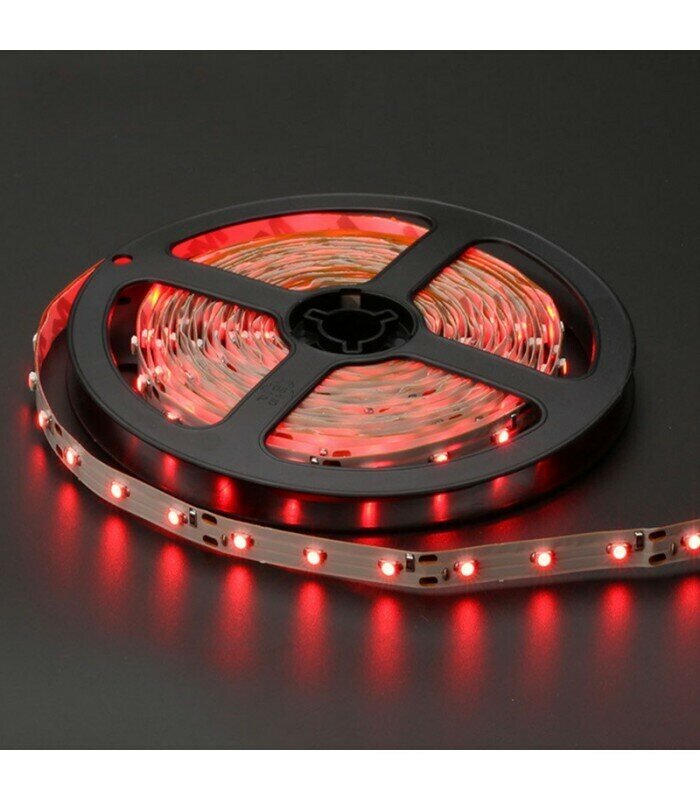 Светодиодная лента 12В. Катушка 5 метров. Цвет свечения: Красный. IP33