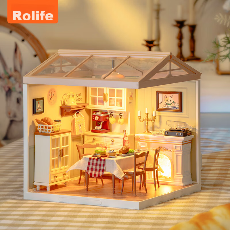 Rolife Super World Restaurant Building Block Toy, DIY Dollhouse Assembly, 3D Puzzle Toy, Goddess Festival Gift
