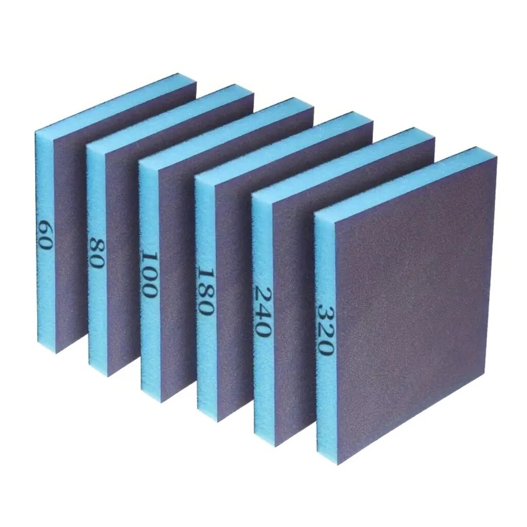 6шт Шлифовальные Губчатые Блоки с зернистостью 60 Многоразовый Влажный Сухой Абразивный Инструмент Для Обновления Губчатого Блока для Полировки Металла И Дерева