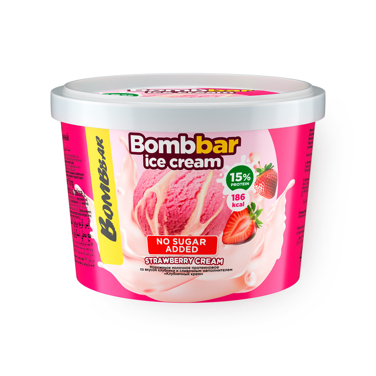 Мороженое Bombbar "Клубничный крем", протеиновое, без сахара, 150 г