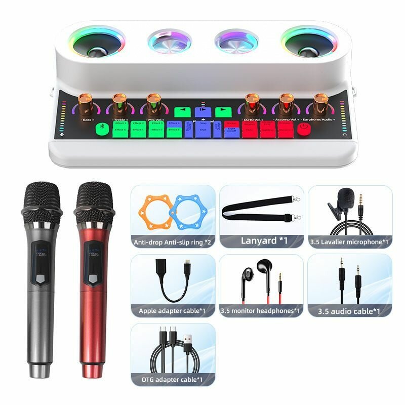 Микшерный пульт с микрофоном, микшер для караоке, с bluetooth, звуковая карта, караоке система