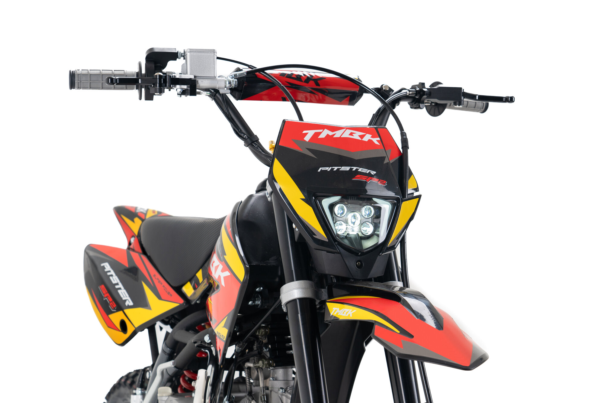 Питбайк TMBK Pitster SP2, двигатель 150см³, 12л. с, 105км/ч, красный/жёлтый