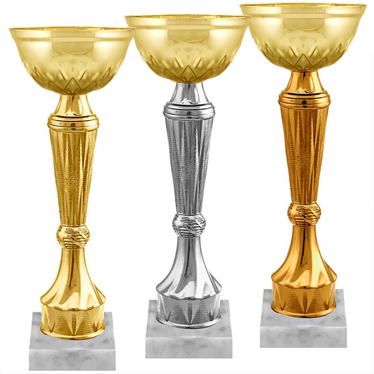 Кубок, награда (комплект 3 шт.), золотые чаши, высота 22 см. Вариант 71