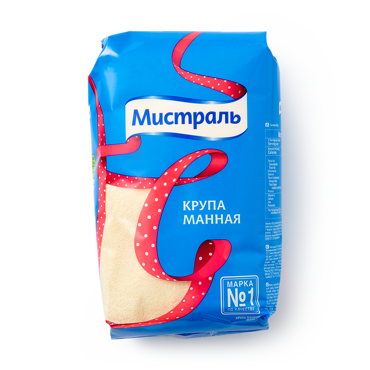 Крупа манная Мистраль, отборная, не содержит ГМО, пакет, 800 г