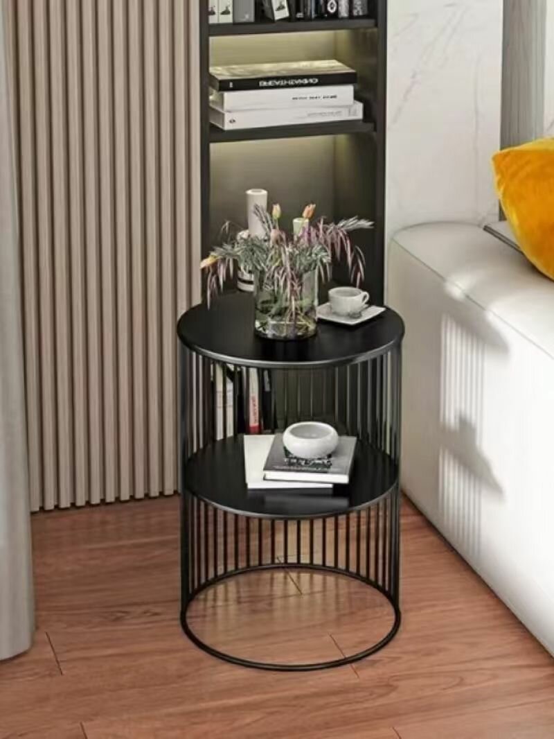 Железный кофейный столик-тумбочка круглой формы, 30х30х55 см