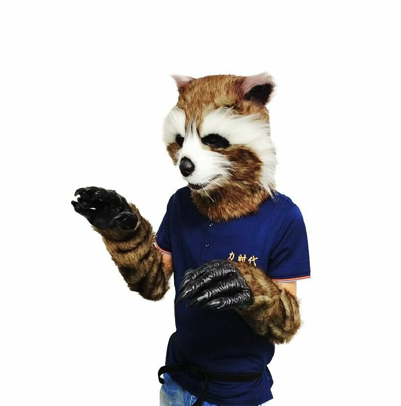 Маска I-Bright Company "Енот Ракета", карнавальная, комплект маска с лапами