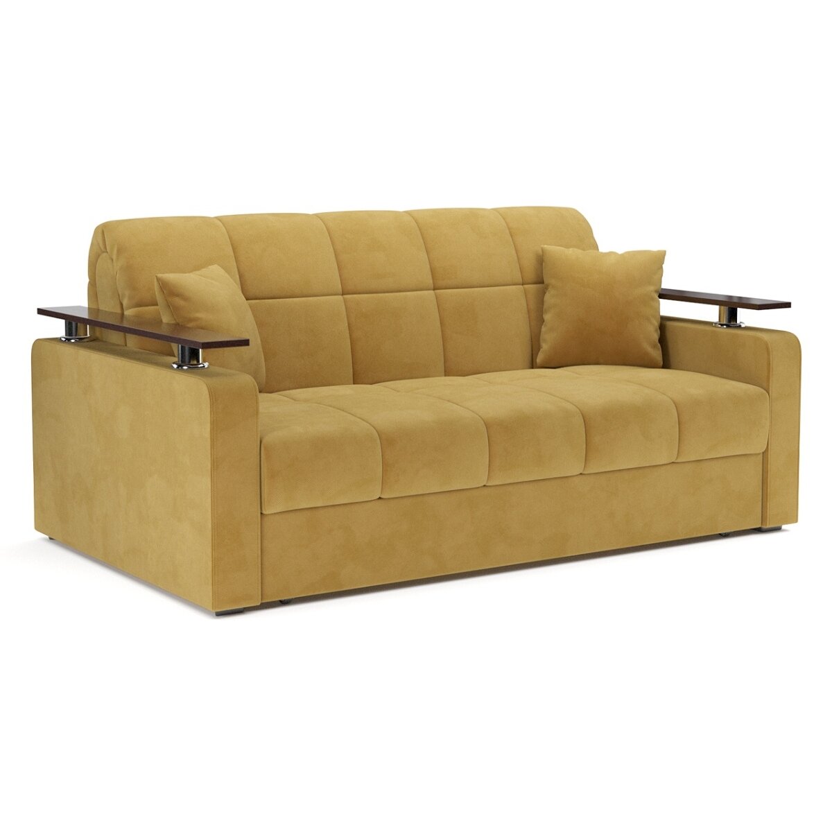 Диван Сток Диванов Орегано, горчичный велюр, 165 см, механизм аккордеон на металлокаркасе