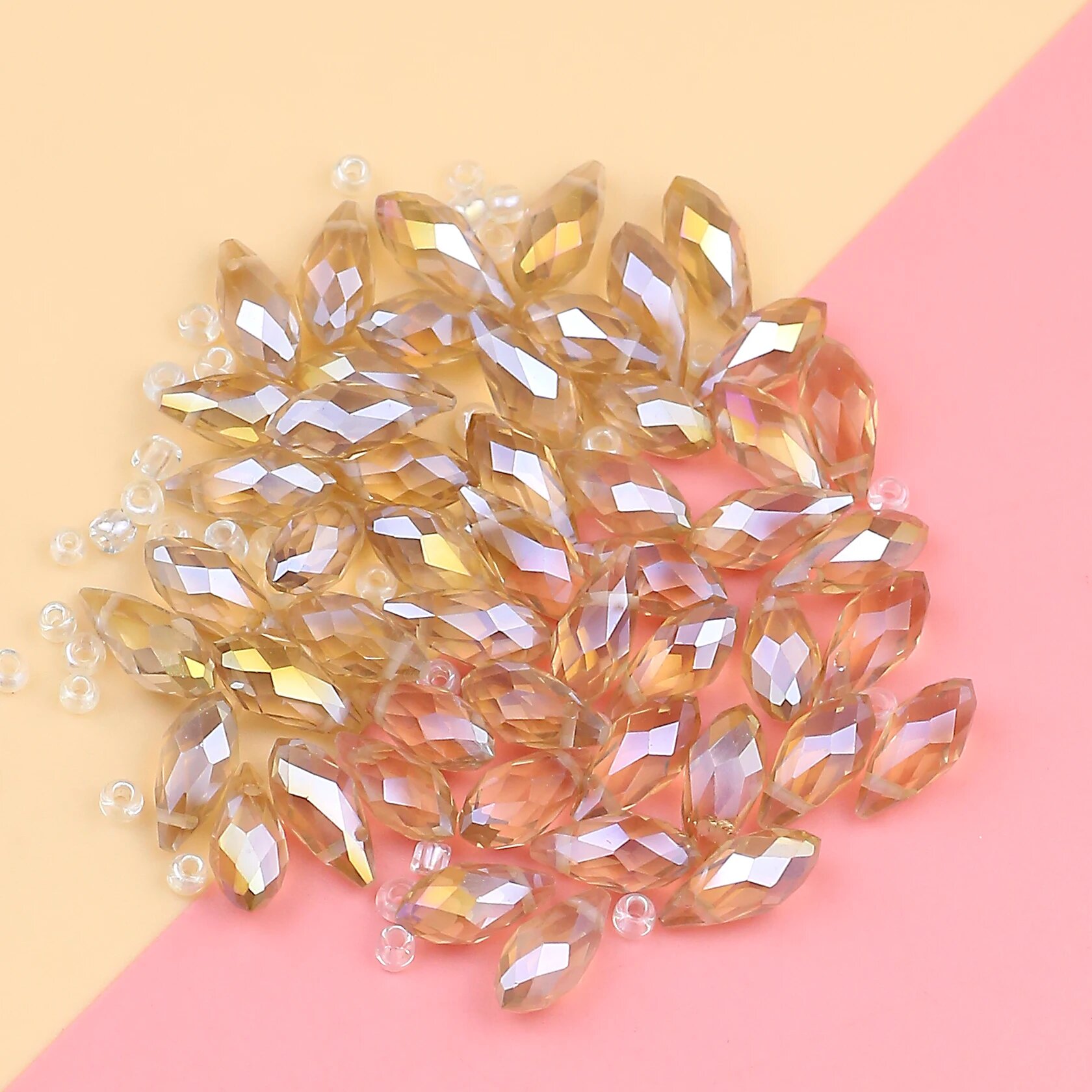 Хрустальные бусины YHBZRET 6x12 мм 50 штук Silver Champagne