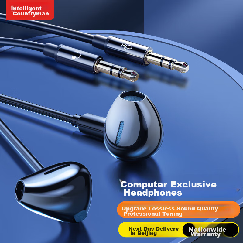WITGOER [3-Meter Extended Cable] Wired Computer Headphones with In-Ear Design, Dual-Plug with Microphone, for Laptop, Desktop, Gaming, E-Sports, PUBG, And Live Streaming