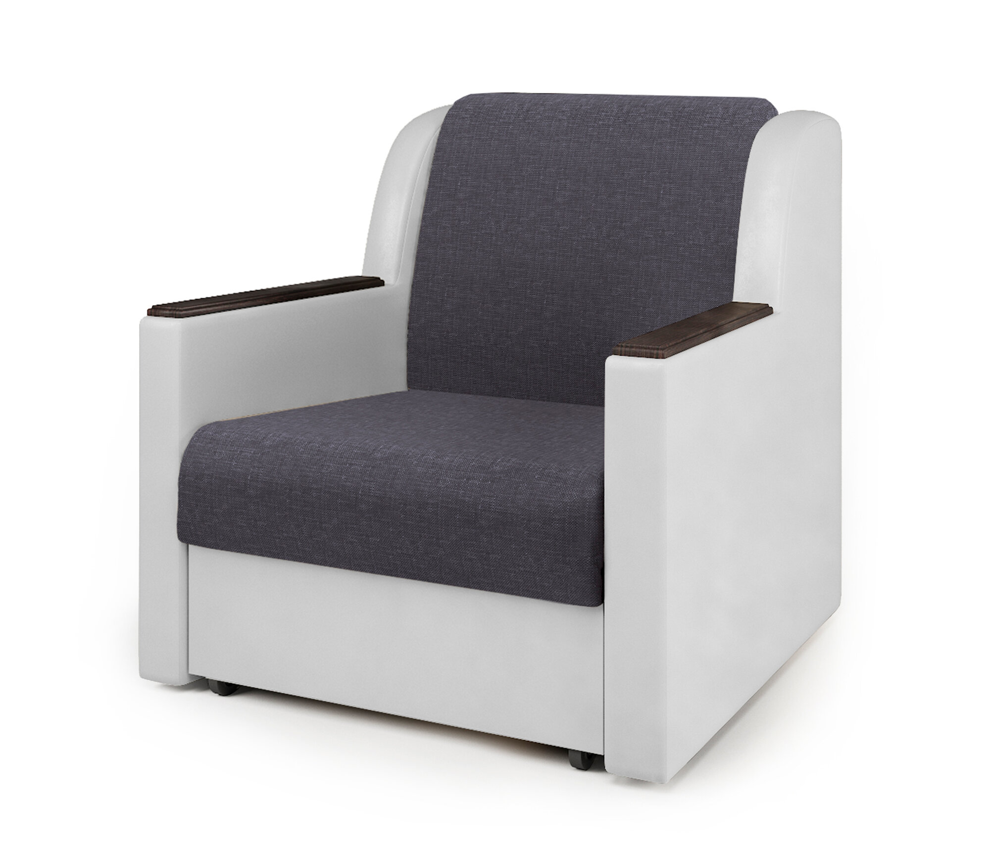 Кресло-кровать Шарм-Дизайн Аккорд Д 80х194 см, аккордеон, раскладное кресло, серая рогожка и экокожа белая