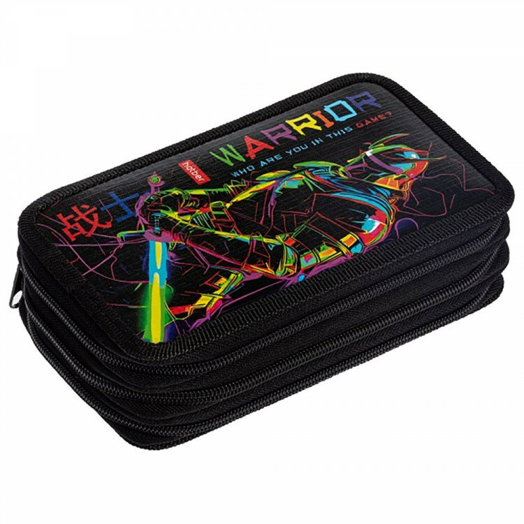 Пенал 3 отделения (Hatber) Color Warrior 190х110мм глянцевая ламинация с таблицей умножения арт. NPn_48111