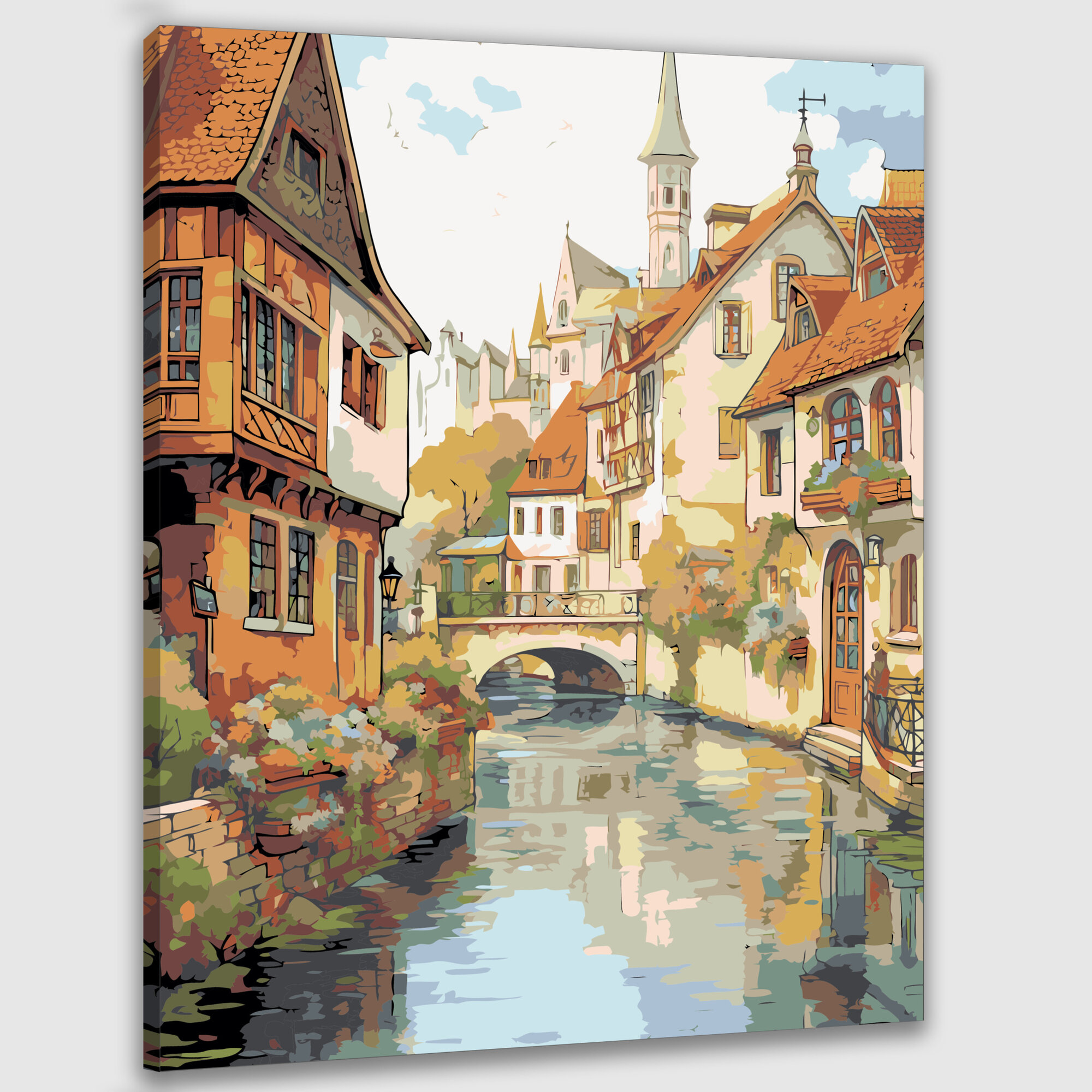 Картина по номерам 40x50 см, акварельная иллюстрация, стиль ар-нуво, плавные линии, органичные формы, гармония